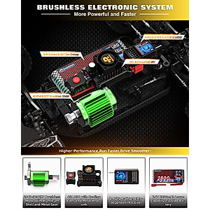 CROBOLL 1:14 Brushless Fast RC Cars for Adults with Independent ESC,Top Speed 90+KPH 4X4 Hobby Off-Road RC Truck,Oil Filled Shocks Remote Control Monster Truck for Boys(Gold)