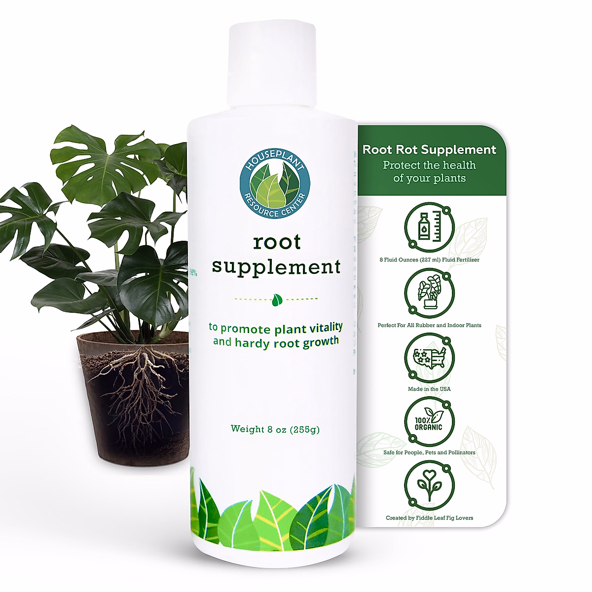 Houseplant Resource Center - Root Supplement, Liquid Root Stimulator - for Fiddle Leaf Fig & Indoor Plants - Propagation Promoter, Root Rot Treatment - Food for Healthy Roots, Stems, & Leaves - 8 Oz