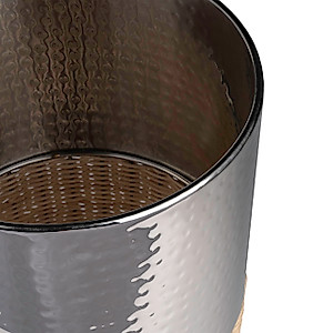 happimess HPM1102B Asher Modern 4.13-Gallon 2-Tone Natural Wicker/Metal Cylinder Waste Basket, Chrome/Natural for Home, Bathroom, Living Room, Office, Bedroom, Kitchen