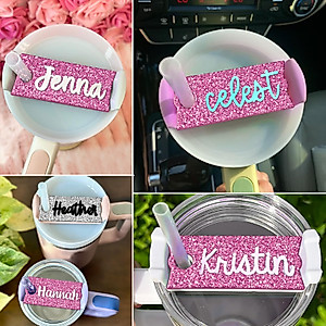 Vodolo Name Plate for 40 Oz Stanley Cups,12 PCS Acrylic Nameplate Personalized Name Tag Blank Compatible with Stanley Tumbler Topper Lid Accessories