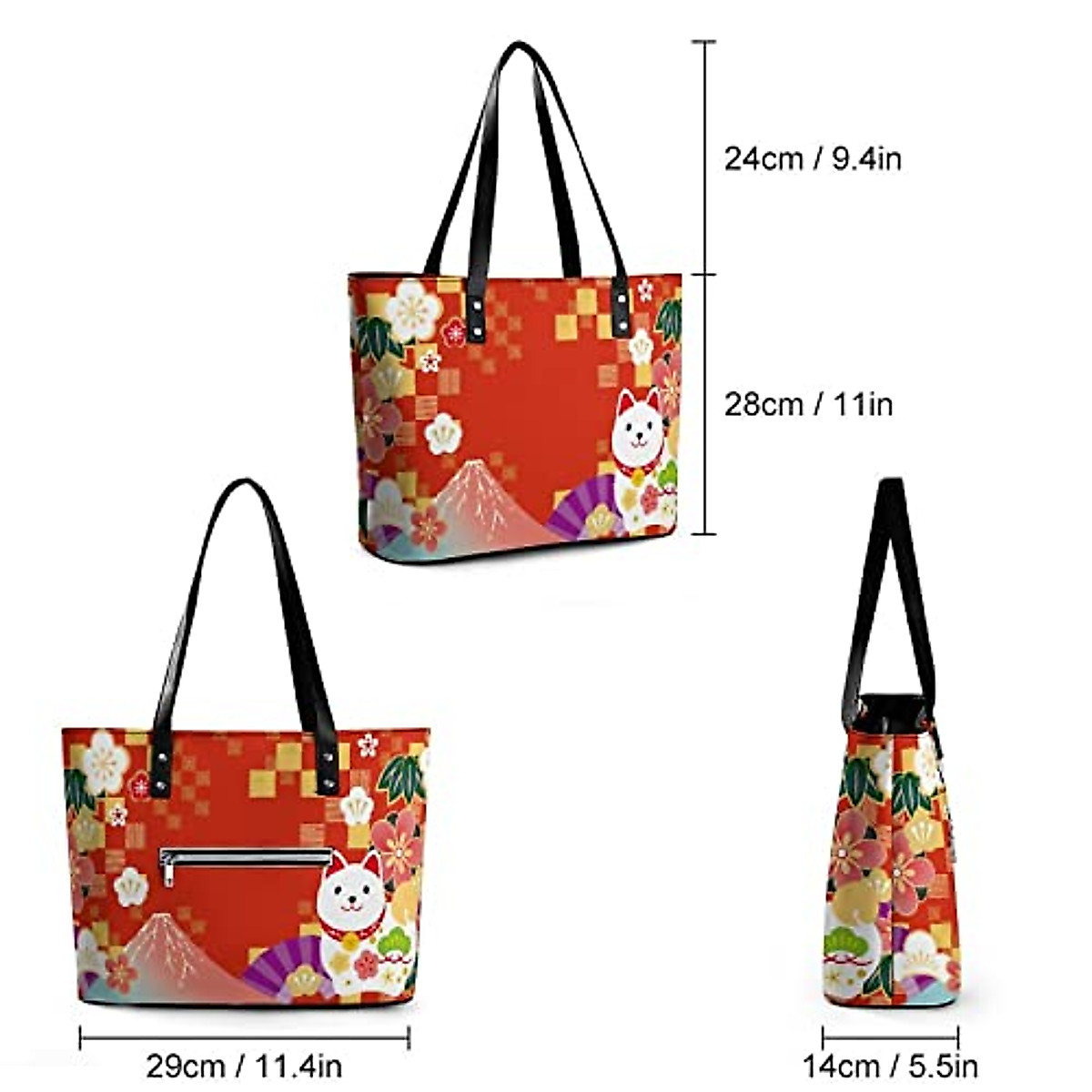 Womens Handbag Japan Style Pattern Leather Tote Bag Top Handle Satchel Bags For Lady