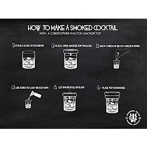 Christopher Walton - Cocktail Smoker Gift Set for the Bourbon and Whiskey Enthusiast with 4 types of Wood Chips, Cherry, Apple, Oak, and Hickory