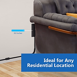 LIDER Flat-Face Outlet Extender with 3 Receptacles, Ultra-Thin Wall Plate Plug with Cord Extender and 3-Outlet Power Strip, 3ft Cord, LWE3-315-BK, Black