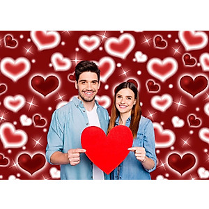 LYCGS 7X5FT Red Heart Photo Backdrop 90s Backdrops for Photoshoot Valentine's Day Backdrop Women Men Happy Birthday Photography Background Banner Photo Booth Studio Props X-91