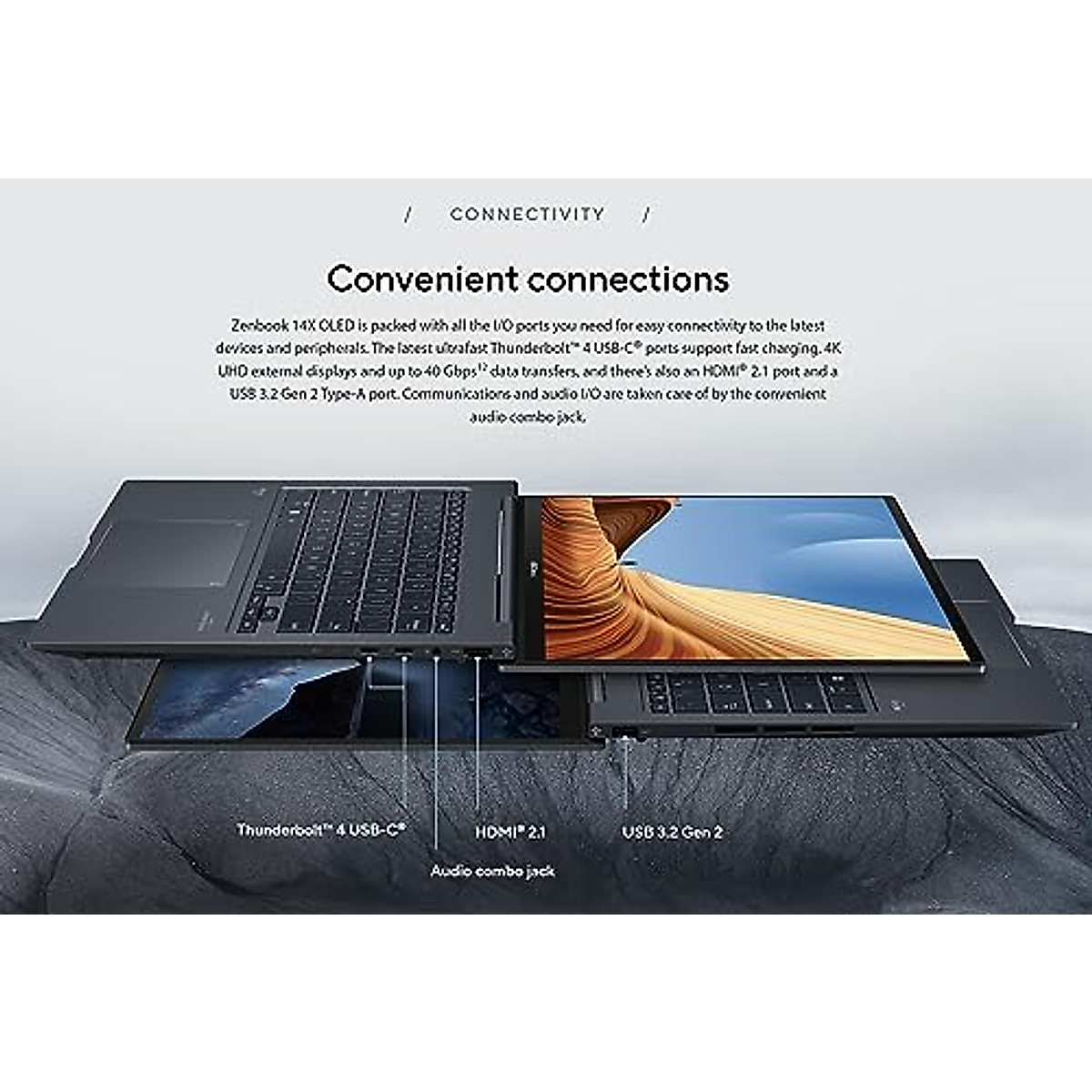 ASUS Zenbook 14.5" 2.8K(2880 x 1800) 120Hz OLED Laptop | EVO 12-Core i5-13500H | 100% DCI-P3 Pantone | WiFi 6E | 2X Thunderbolt 4 | Widnows 11 Home | w/HDMI (8GB LPDDR5 RAM | 1TB PCIe SSD)