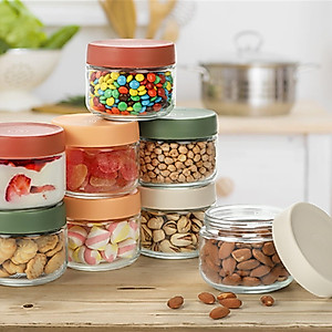 Cididu 8 Pack Glass Jar with Airtight Lid, 10 oz Overnight Oats Container, Clear Food Yogurt Container to Go, Leak Proof Glass Candy Canning Jars for Food Prep, Spice, Snacks, Jam, Beans, Kitchen