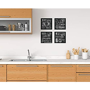 Beautiful, Fun, Chalkboard-Style Kitchen Signs; Messy Kitchen, Heart of The Home, Spice of Life, and Cook Much; Four 12x12in Paper Posters (Printed on Paper and Made to Look Like Chalkboard)
