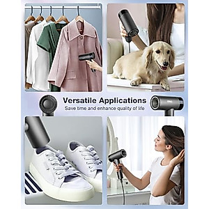 KNKA Hair Dryer, 1500W High Speed Low Noise Blow Dryer with 4 Temperatures & 3 Speed, Negative Ionic Hair Dryer, 110,000 RPM Hairdryer with Magnetic Nozzle, Fast Drying for Home, Travel, Gym, Grey