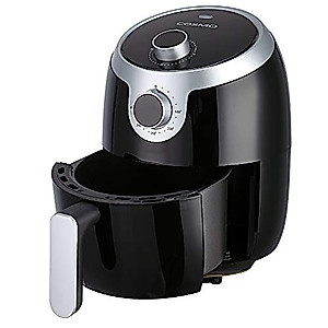 COSMO COS-23AFAKB 2.3 Quart Electric Small Air Fryer with Temperature Control, Timer, Auto Shut-Off, Non-Stick Frying Tray, 1000W Compact Mini Air Fryer (2.3 Quarts, Stainless Steel / Black)