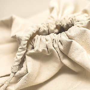 Laundry Bag w/Drawstring Closure Shoulder Straps Heavy Canvas for House, College (Natural, Small - 18"W x 24"H)