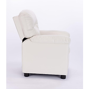 Q-Max Modern Sofa Chair with Pillow Top Armrest and Footrest, White Finish Children Recliner