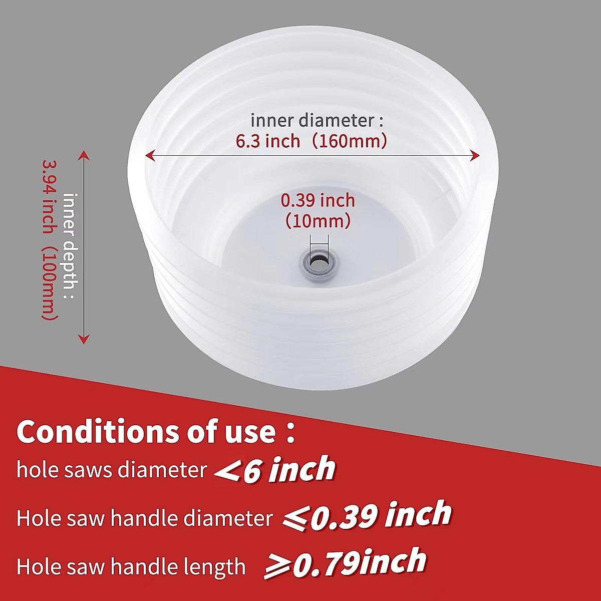 Hole Saw Dust Bowl, Drill Dust Collector, for Installing Recessed Lights and Works with Hole Saws Less Than 6 Inches in Diameter (Hole Saw Not Included)