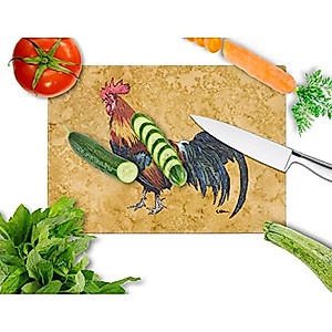 Caroline's Treasures 8651LCB Rooster Glass Cutting Board Large Decorative Tempered Glass Kitchen Cutting and Serving Board Large Size Chopping Board