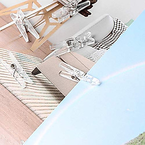 20/50/100pcs Transparent Clips,Spring Hanging Clips Clothes Plastic Clamp Line Clips Clothespins for Photos Cloth Paper(3.4cm 20pcs)