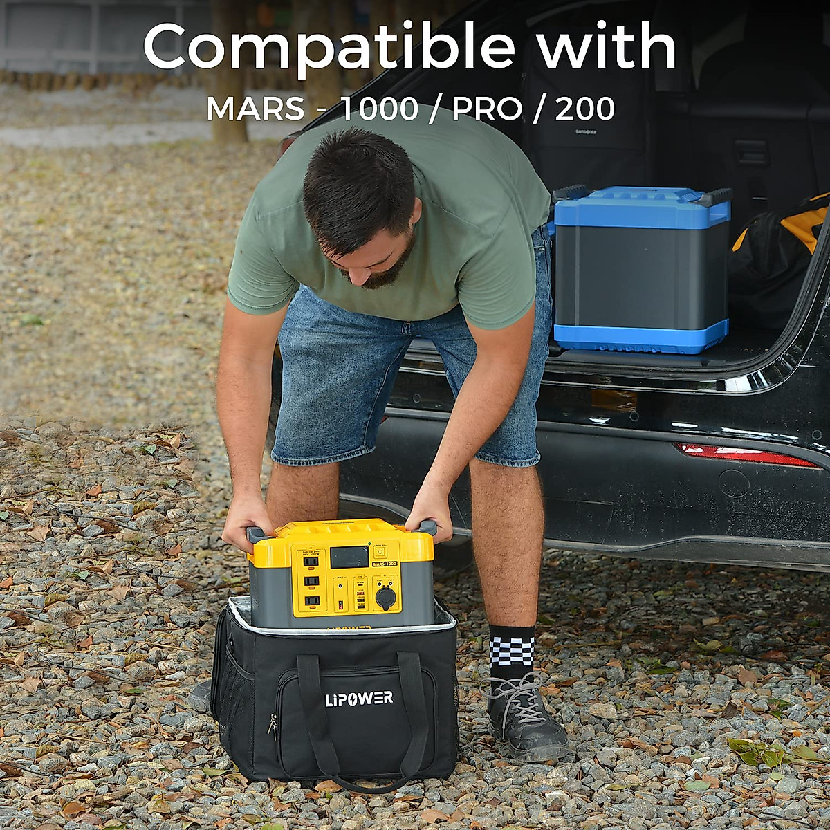 LIPOWER Carrying Case Compatible with MARS-1000W portable Power Station, Storage Bag IP54 Dustproof Waterproof and Multiple Pockets for Charging Cable and Accessories