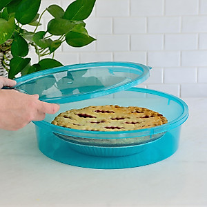 Youngever 3 Pack Pie Containers, Multi-Color Plastic Food Storage Containers, Fresh Pie Keeper, 11 inch Diameter