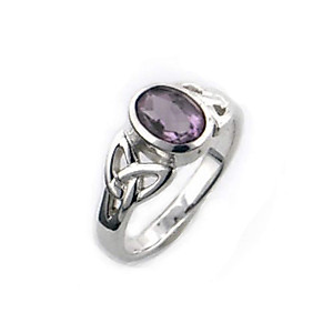 Sterling Silver Celtic Knot and Purple Genuine Amethyst Ring Size 9(Sizes 4,5,6,7,8,9,10,11,12)