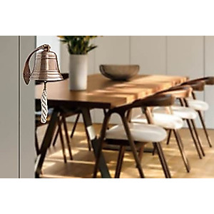 4" Solid Antique Brass Bell Quality Marine Wall Mounted Ship Hanging Bell Perfect for Dinner, Indoor, Outdoor, School, Bar, Reception, Last Order & Church by The Metal Magician