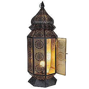 Northlight 29.5" Black and Gold Moroccan Style Lantern Floor Lamp