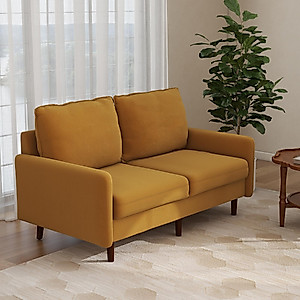 UIXE Modern Loveseat Sofas Living Room Love Seat 2 Seater Chair, Small Sofa Couch Love Seats Mid Century Upholstered Accent Chairs for Bedroom (Yellow)