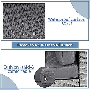 SUNCROWN 2-Piece Outdoor Patio Furniture Corner Sofa Set All-Weather Wicker Sectional Loveseats with Washable Cushions, Grey