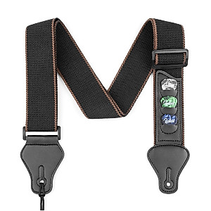 BestSounds Guitar Strap for Acoustic, Electric Bass Guitars with Pick Holders for Men Women and Kids