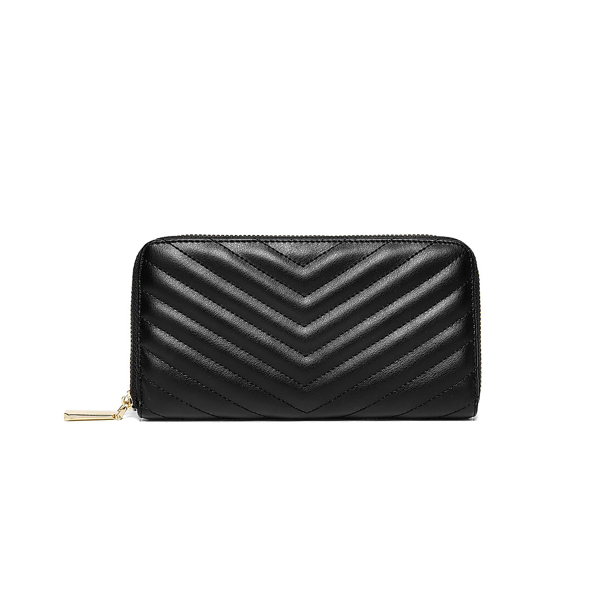 Daisy Rose Women’s Zip-Around Wallet & Phone Clutch with RFID Blocking, PU Vegan Leather (Black)