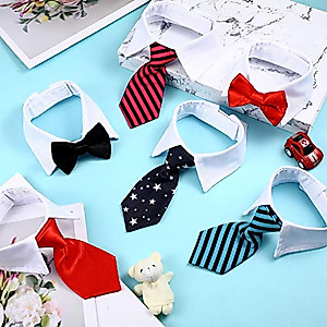 7 Pieces Adjustable Pets Bow Tie Striped Dog Pet Formal Tuxedo Costume Necktie Collar Puppy Grooming Ties for Small Dogs and Cats, S Size (Cute Pattern) (Chic Pattern)
