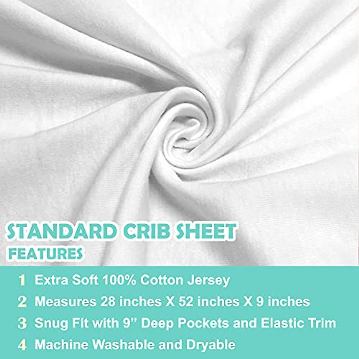 TL Care 3 Pack Fitted Crib Sheets 28" x 52", Soft Breathable Neutral 100% Cotton Jersey Sheet, White, for Boys and Girls, Fits Crib and Toddler Bed mattresses