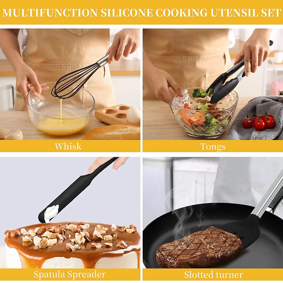 35 PCS Silicone kitchen Utensils set,Cooking Utensils set,Utensils,Kitchen Tool Set,Baking Set, Kitchen Set, Kitchen Gadgets,Kitchen Tools and Cookware Set with Holder.Stainless Steel