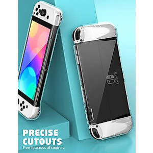 Mumba Case for Nintendo Switch OLED 2021, [Thunderbolt Series] Protective Clear Cover with TPU Grip Compatible with Nintendo New Switch OLED 7 Inch Console and Joy-Con Controller (Clear)