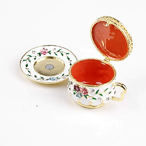 SEVENBEES Coffee Cup Figurine Collectibles Hinged Jewelry Box Trinket Boxes