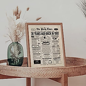 30th Birthday Decorations for Women and Men, 2 Pieces Vintage 30th Birthday Posters, Back in 1993 Birthday Party Supplies, 30th Birthday Gifts for Her and Him, 8x10 Inch
