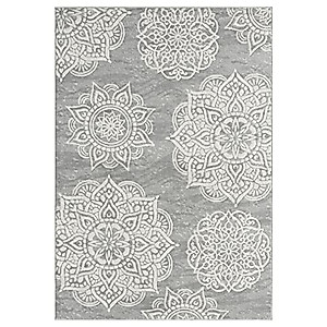 Dream Home | Farah Collection | Grey Medallion Polypropylene Indoor Area Rug, 3' x 5'