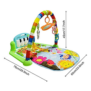 CREPRO Baby Play Mat & Baby Gym Toys, Infant Play Mat and Activity Gym Baby Activity Mat with Music and Lights, Kick & Play Piano Gym Tummy Time Padded Mat for Newborn Toddler for Christmas Toys Gift
