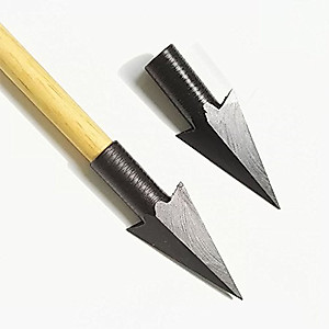 AMEYXGS 6/12pcs 8mm Diameter Metal Traditional Broadheads Archery Glue on Arrowheads for Wooden Bamboo Arrows (12)