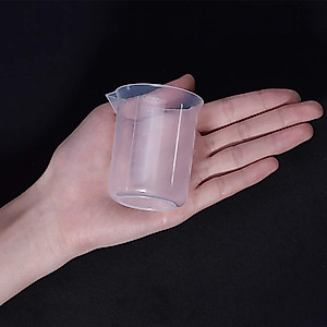 Othmro Measuring Cup 100ml PP Plastic Graduated Beaker Transparent for Lab Kitchen Liquids 2pcs