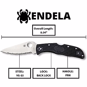 Spyderco Endela Lightweight Knife with Flat Ground Steel Blade and Wildland Firefighter Foundation Black FRN Handle - CombinationEdge - C243FPSBKRD