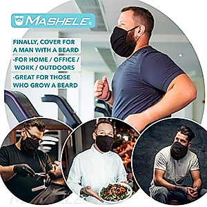 MASHELE 5 Pack Cotton Face Cover for Bearded Men XXL Black 5 Pcs with Nose Wire Adjustable Earloop Washable Reusable Holiday Gift for Indoor and Outdoor Party Activities (Sold as Set) (5, XX-Large)