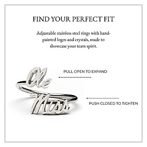 Stone Armory University of Mississippi Ole Miss Jewelry - Ole Miss Stainless Steel Ring - Hypoallergenic and Adjustable Sizes 5-12 - Ole Miss Gifts for Women
