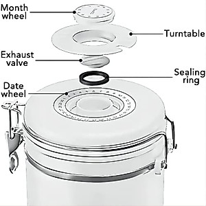 Coffee Canister, Airtight Stainless Steel Coffee Containers with Date Tracker and Scoop, 22OZ , White (Large)