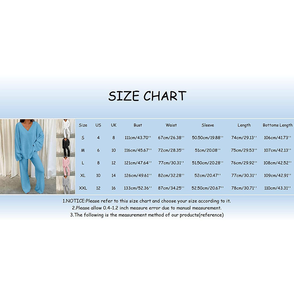 Aitaliwer Soft Sweatsuits For Women Set 2 Piece, Sweat Shirt And Pants Gym Training Wear Long Sleeve Pullover Sweatshirt Jogger Sweatsuit Blue,XX-Large