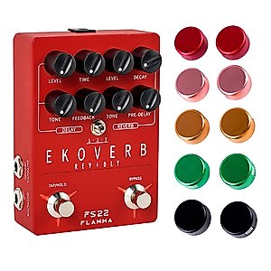 FLAMMA Stereo Delay and Reverb Pedal with 10 Pcs Barefoot Pedal Buttons