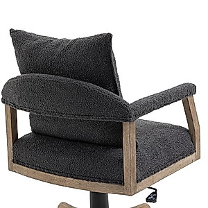 Office Desk Chair with Wheels, Modern Swivel Height Adjustable Desk Chair with Armrest and Ergonomic Back Fabric Padded Computer Task Chair Vanity Chair for Home Office, Black