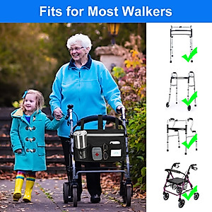 supregear Walker Bag, Durable Folding Rollator Walker Accessories Pouch Tote Organizer for Walker Rollator and Wheelchair, Machine Washable, Dark Black