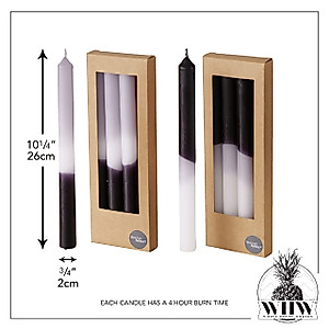 8 Piece Black Grey White Gradient Taper Candles, 2 Boxed Sets of 4, Hand Dipped, Dripless, 7 Hours Burn Time, Paraffin Wax, 7.75 Inches