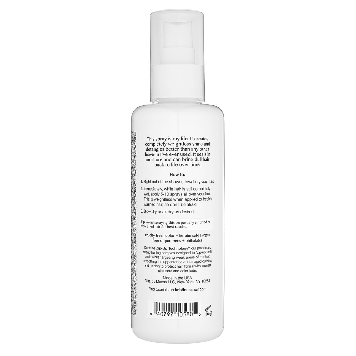 Kristin Ess Hair Weightless Shine Working Hair Serum for Dry Damaged Hair - Frizz Taming, Anti Breakage, Moisture Locking + Shine Enhancing - Color + Keratin Safe, 1.7 fl. oz.