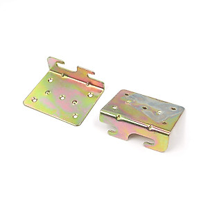FarBoat Hardware 4Pcs Bed Hinge Universal C-Bed Rail Brackets Hinge 2 Hooks Heavy Duty for Bed Frames Headboard Footboard (90x68mm/3.5x2.7inch Colored Zinc Finish)