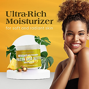 RA COSMETICS Whipped Shea Butter Pineapple - 12oz | 100% Pure & Natural African Shea Butter for Men & Women - Ultimate Handcrafted Moisturizer with Essential Vitamins for Radiant Skin & Luscious Hair
