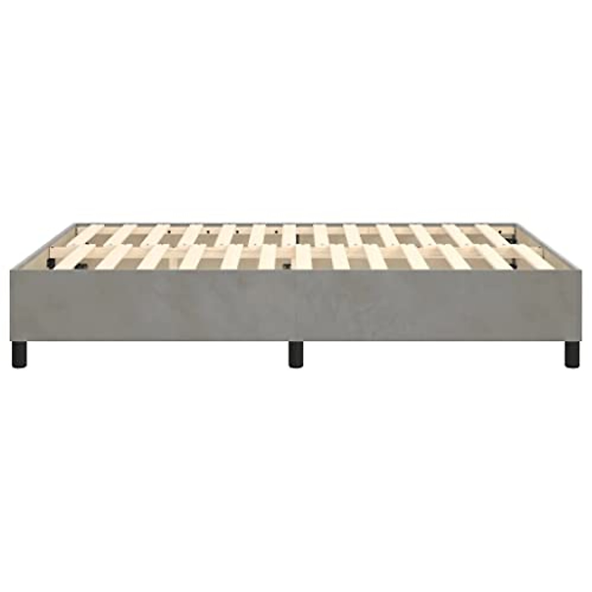 vidaXL Box Spring Bed Frame Home Indoor Bed Accessory Bedroom Upholstered Double Bed Base Furniture Light Gray 53.9"x74.8" Full Velvet